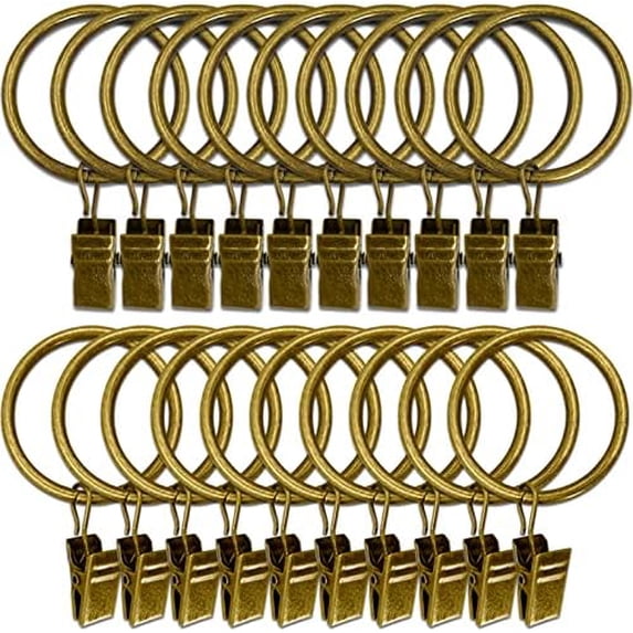 20 Pack Metal Curtain Rings with Clips, Curtain Clip Rings Hooks for ...