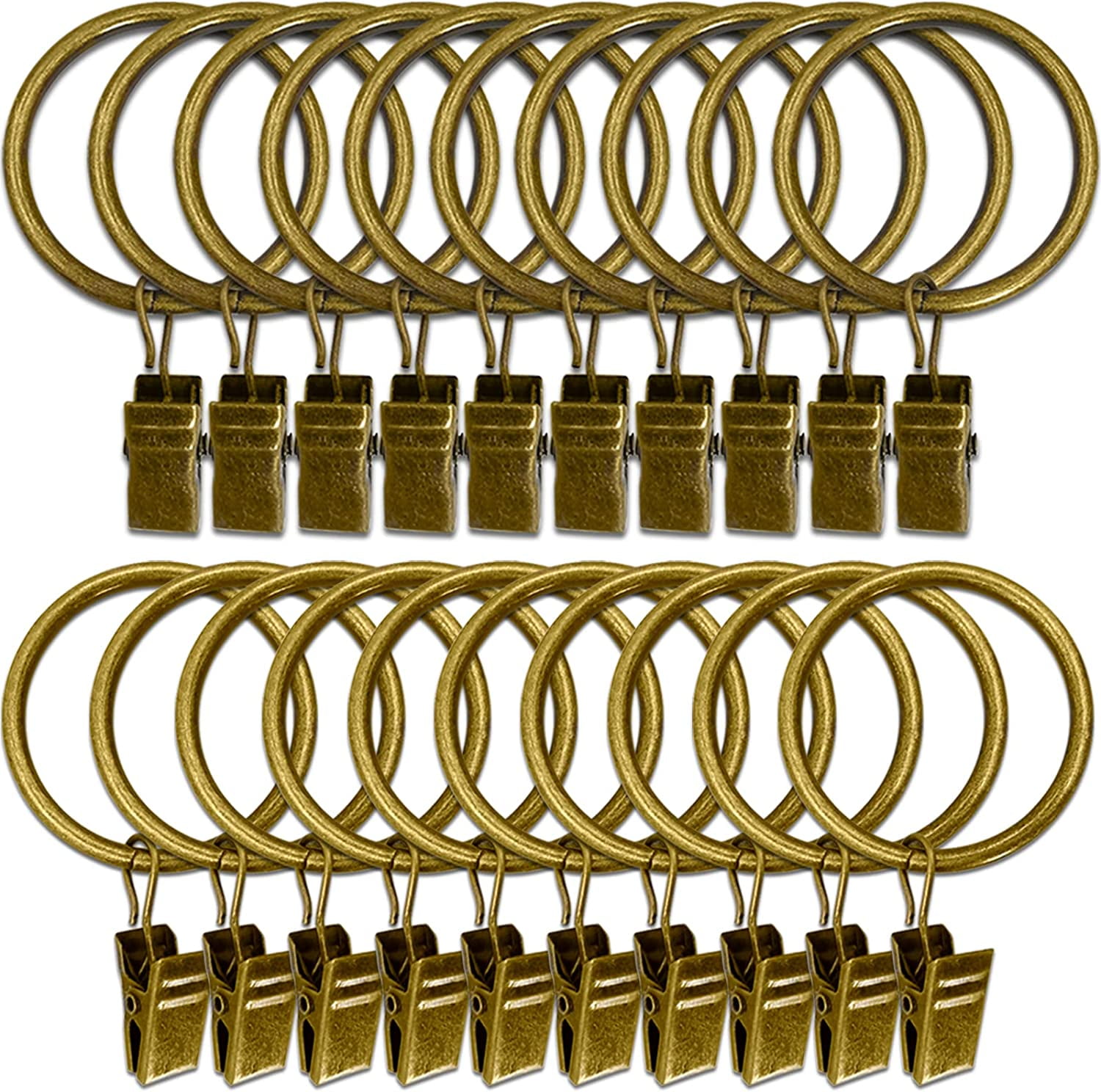 20 Pack Metal Curtain Rings with Clips, Curtain Clip Rings Hooks for ...