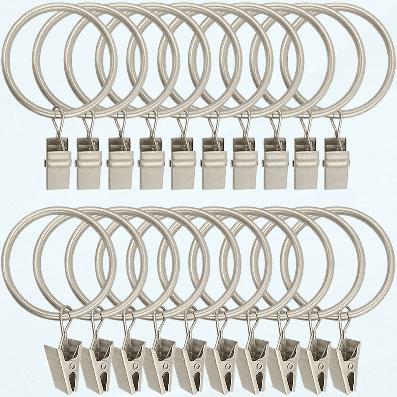 20 Pack Metal Curtain Rings with Clips, Curtain Clip Rings Hooks for ...