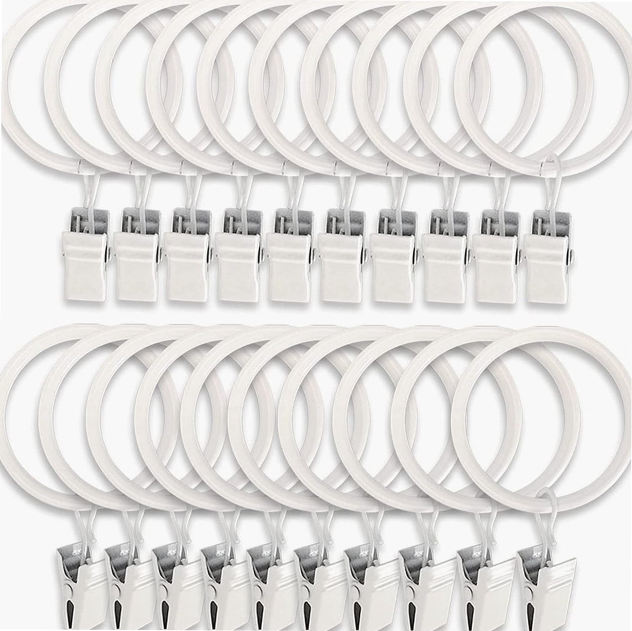 20 Pack Metal Curtain Rings with Clips, Curtain Clip Rings Hooks for ...