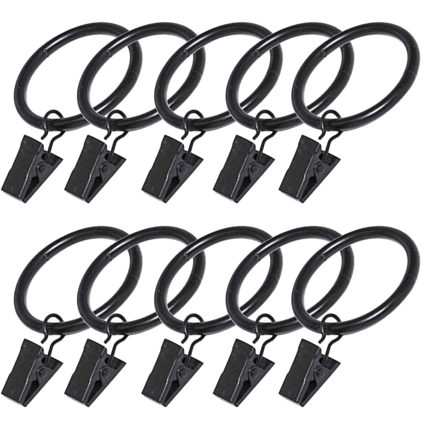 20 Pack Metal Curtain Rings with Clips, Rustproof Drapery Rod Hangers ...