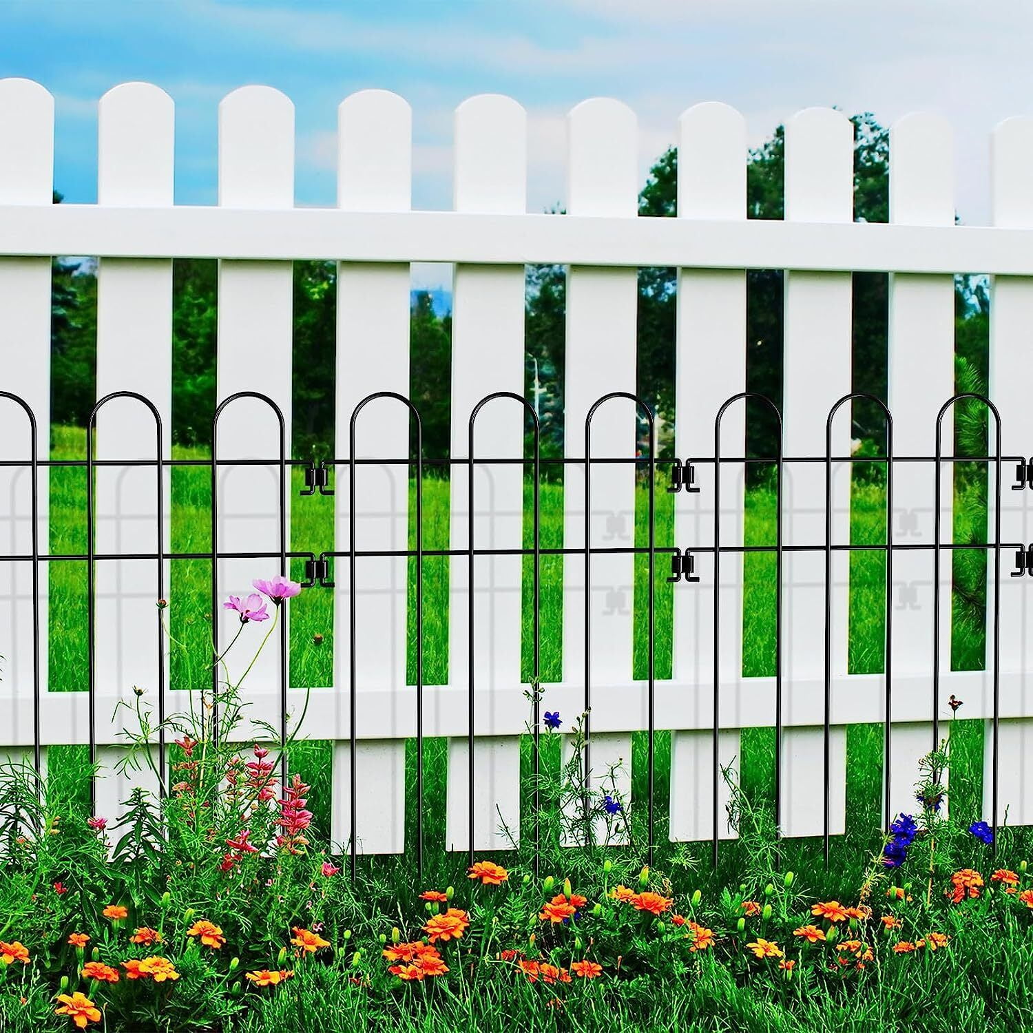 20 Pack Metal Garden Fence Panels Rustproof Animal Barrier Border for ...