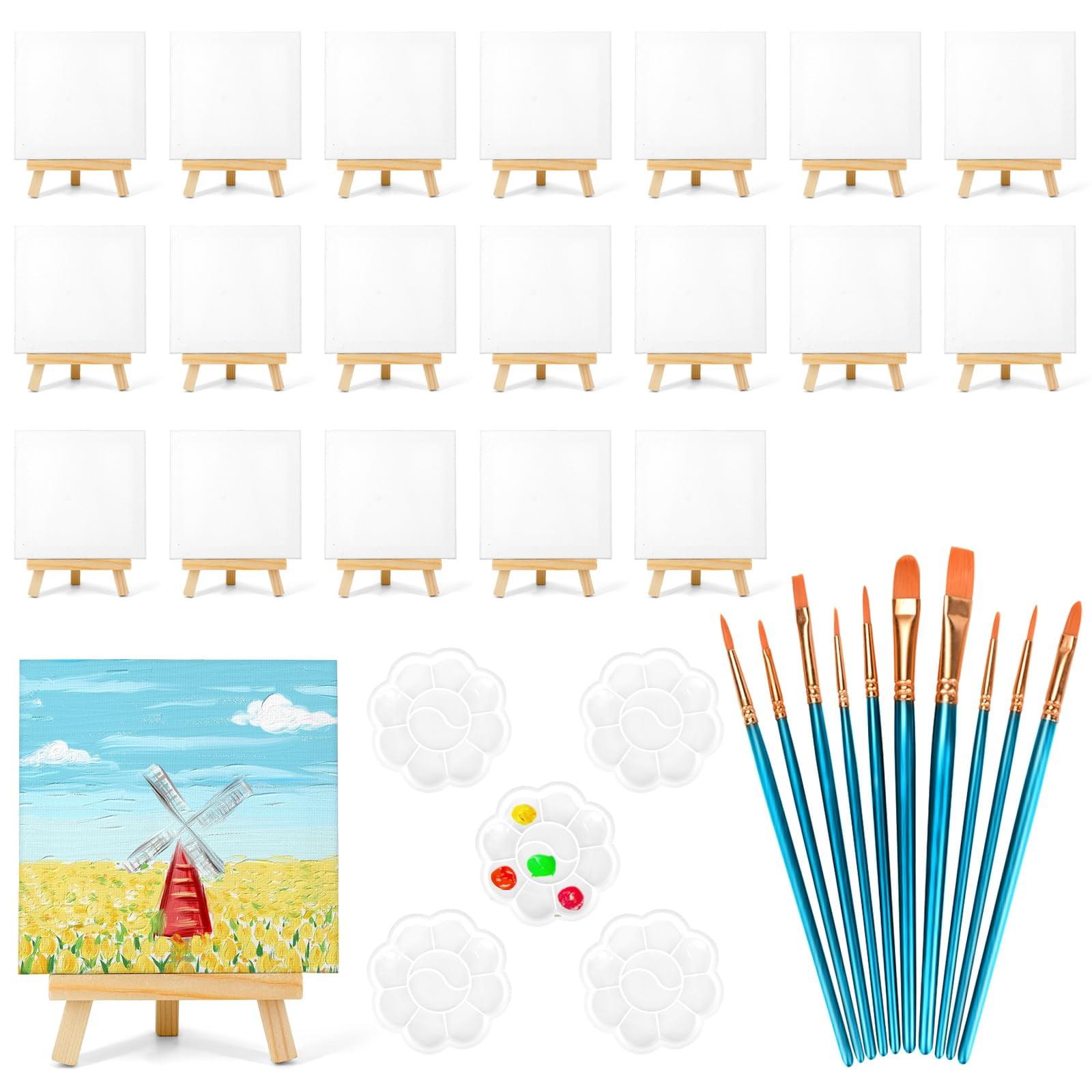 20 Pack Mini Canvases, 6x6in Small Painting Canvas Panel with Mini ...