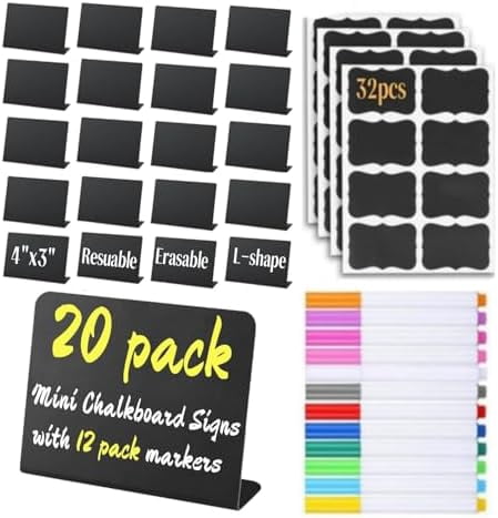 20 Pack Mini Chalkboard Signs Food Labels for Party Buffet, Reusable ...