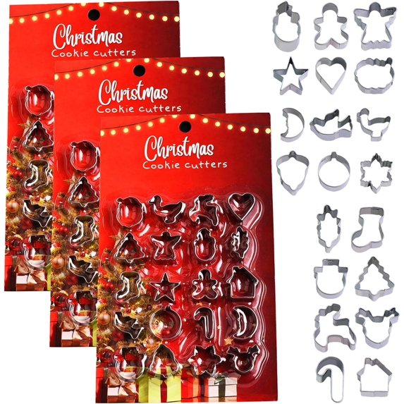 20-Pack Mini Christmas Cookie Cutter Set, Stainless Steel Small Holiday ...