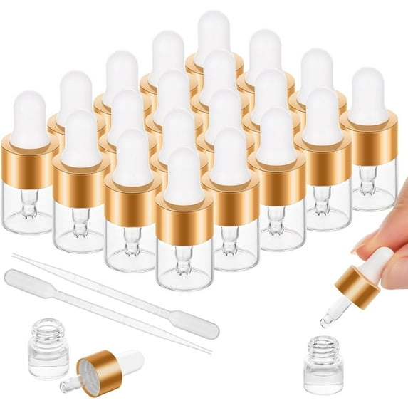 20 Pack Mini Dropper Bottle for Cuticle Oil, 1ml Small Sample Essential ...
