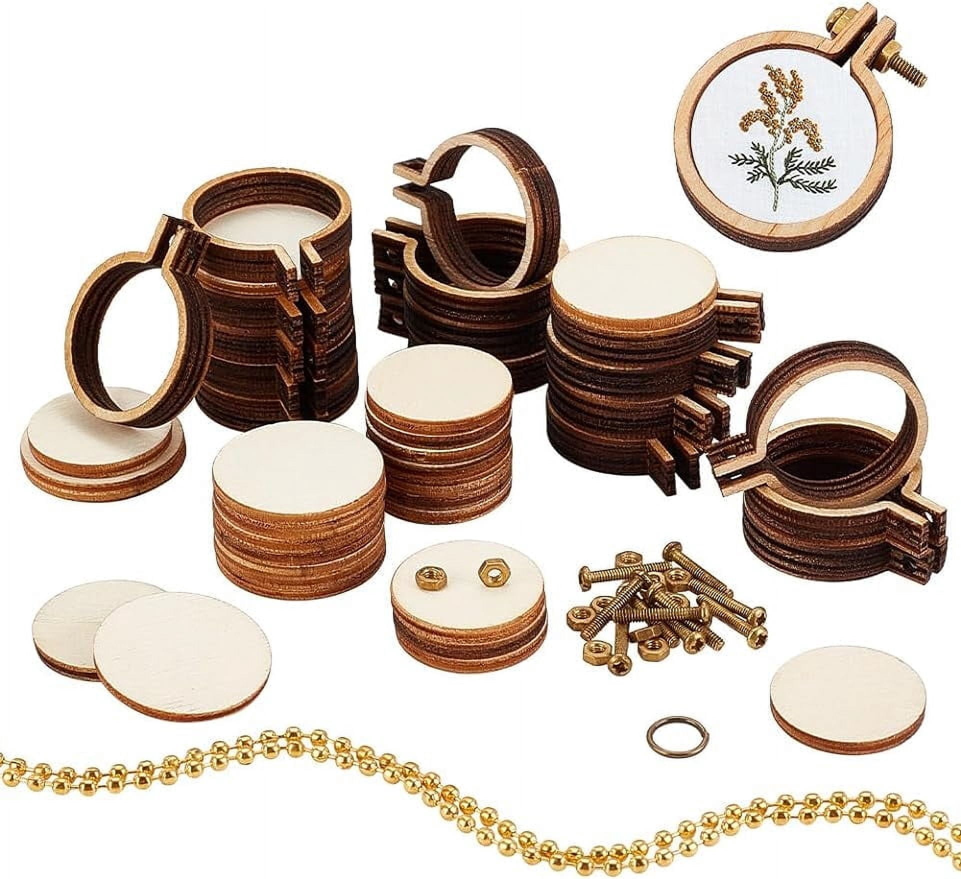 20 Pack Mini Wooden Embroidery Hoop with Screws Nuts Iron Ball Chain ...