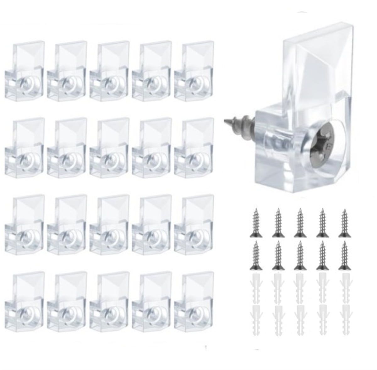 20 Pack Mirror Holder Clips with Screws,Clear Glass Retainer Clips Kit ...