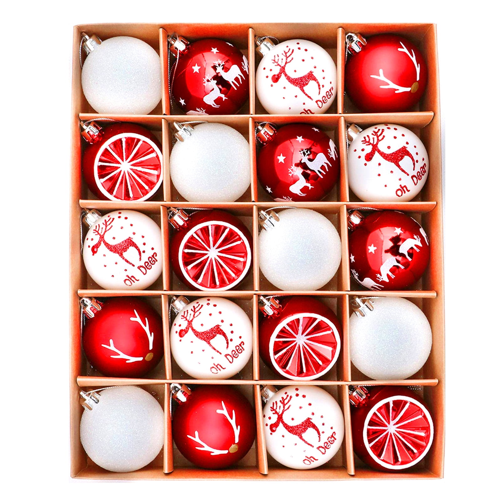 20-Pack Mixed Color Glitter Christmas Ball Ornaments - Electroplated ...