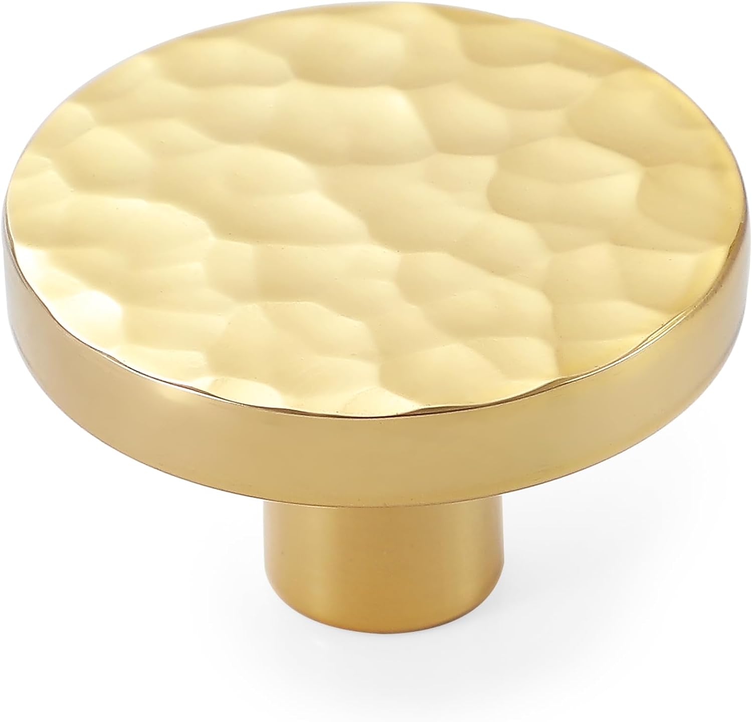 20-Pack Modern Gold Cabinet Knobs, Hammered Solid Brass Drawer Knobs, Round Dresser Drawer Pulls ...
