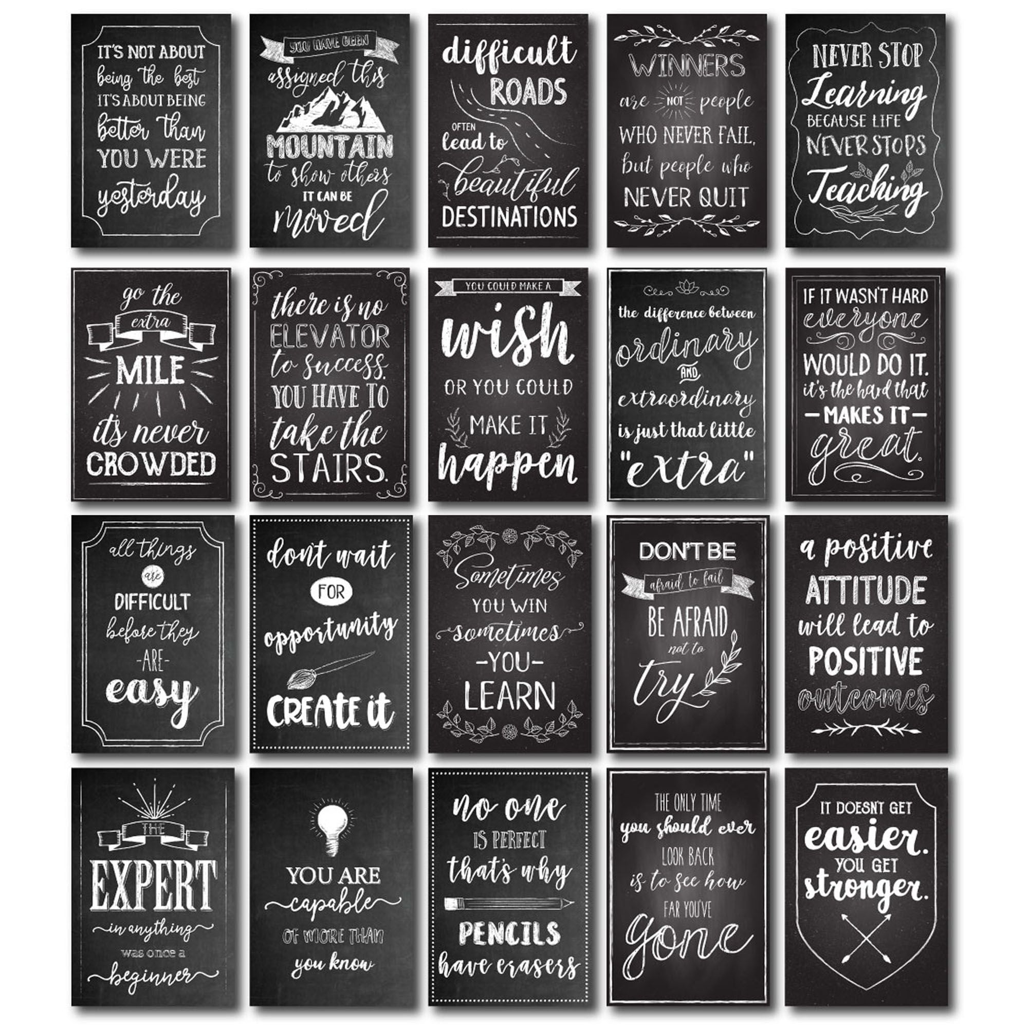 20-Pack Motivational Posters, Chalkboard Design, Inspirational Quotes ...
