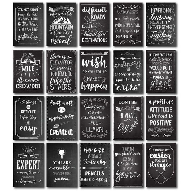 20-Pack Motivational Posters, Chalkboard Design, Inspirational Quotes ...