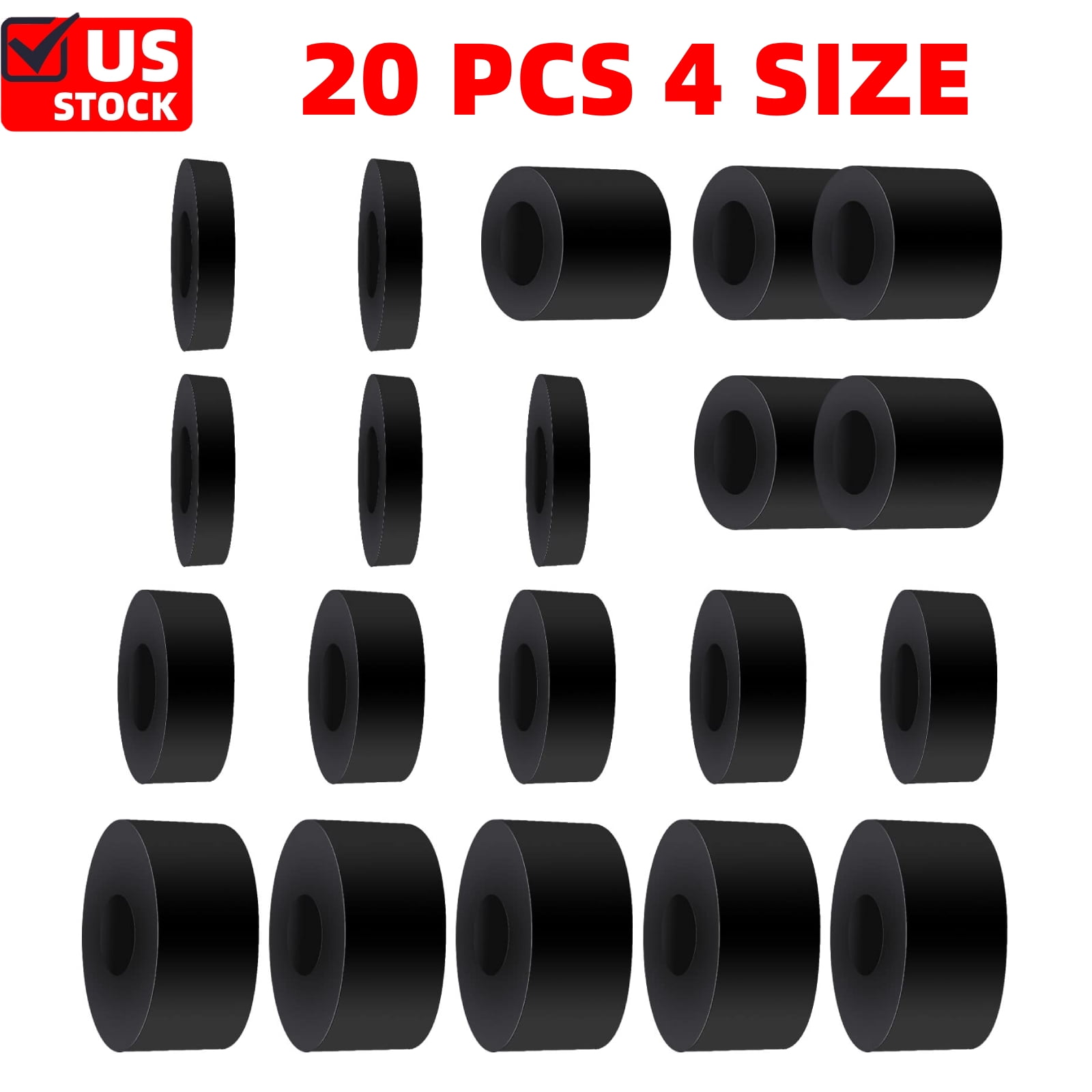 20 Pack Multi Purpose Rubber Spacer 4 Size Rubber Bushing Anti ...