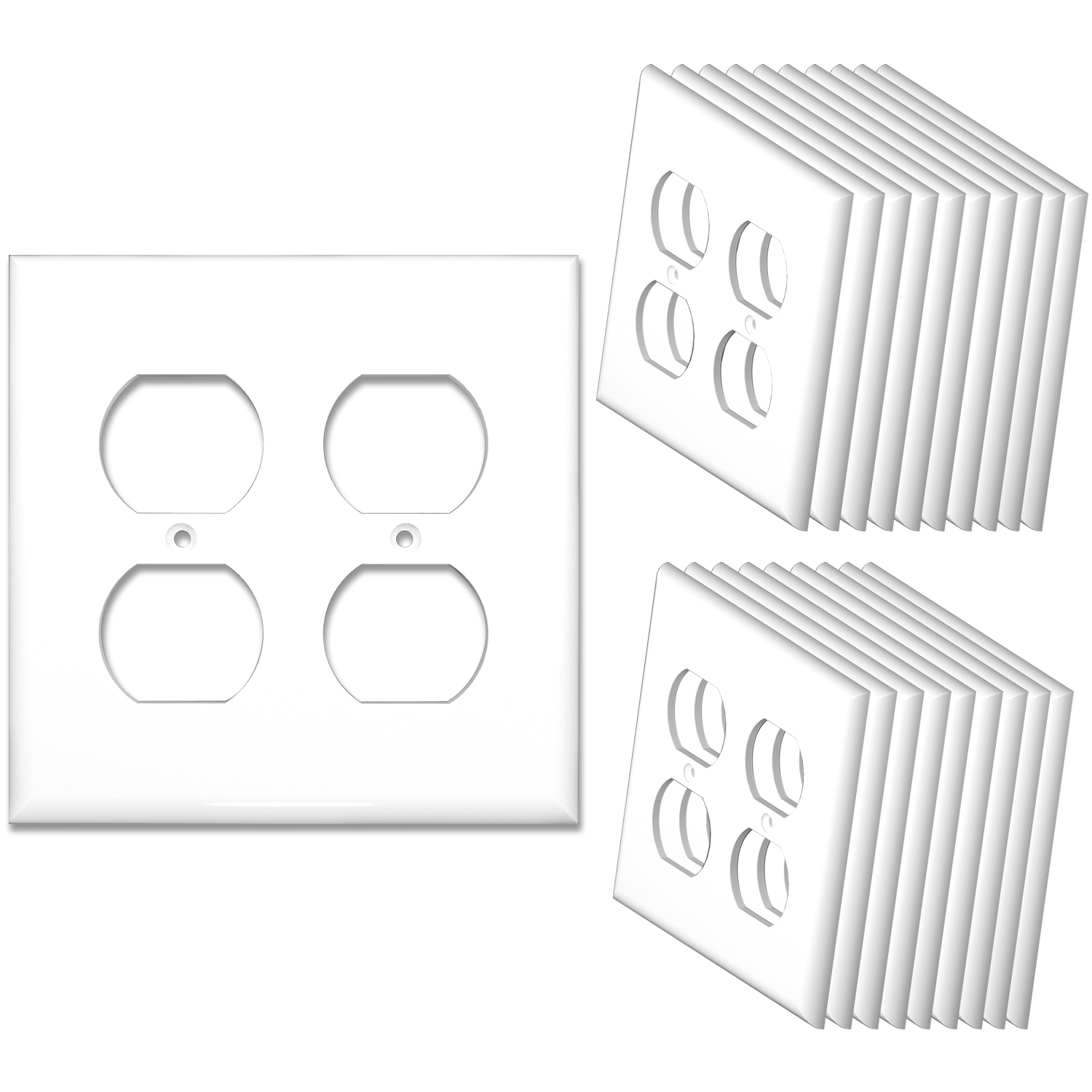 [20 Pack] NEU 2-Gang Duplex Receptacle Outlet Cover Mid-Size Switch ...