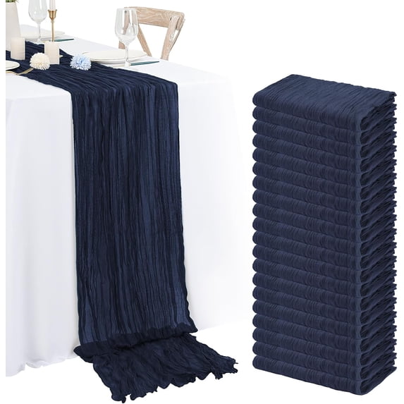 20 Pack Navy Blue Cheesecloth Table Runner 120 Inch 10FT Rustic Boho ...
