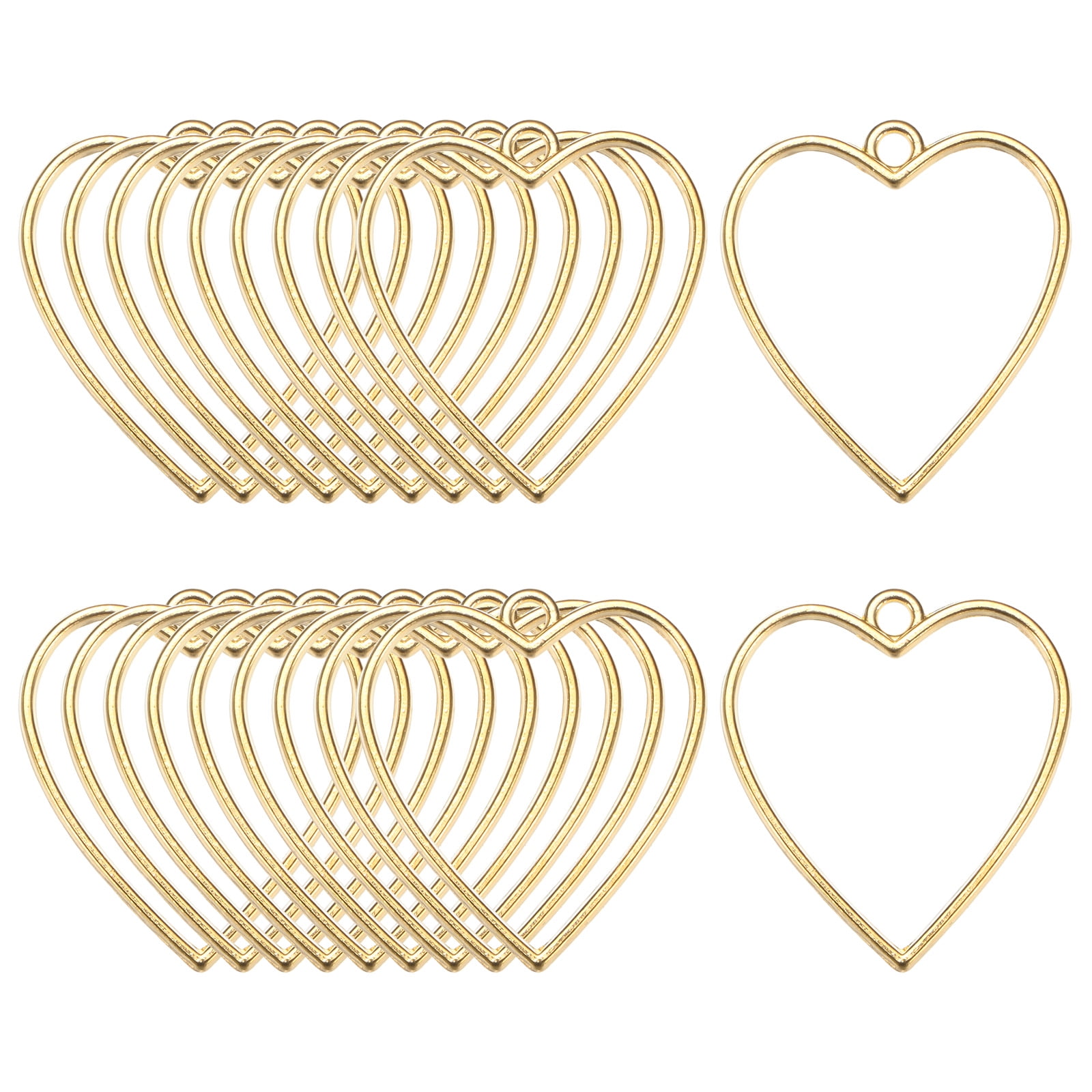 20-Pack Open Bezels for Resin, Heart Shape Open Back Bezel Pendants for ...