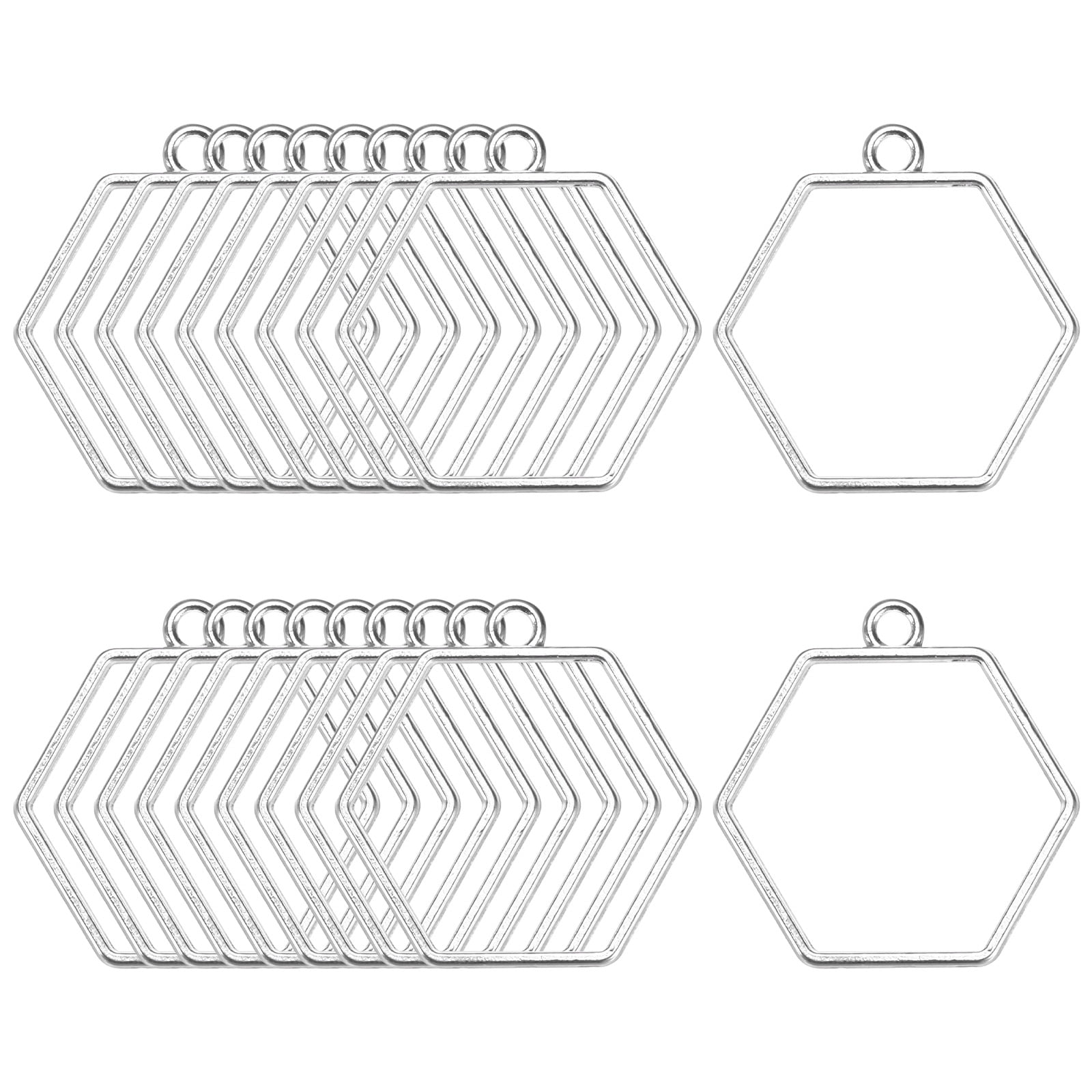 20-Pack Open Bezels for Resin, Hexagon Shape Open Back Bezel Pendants ...