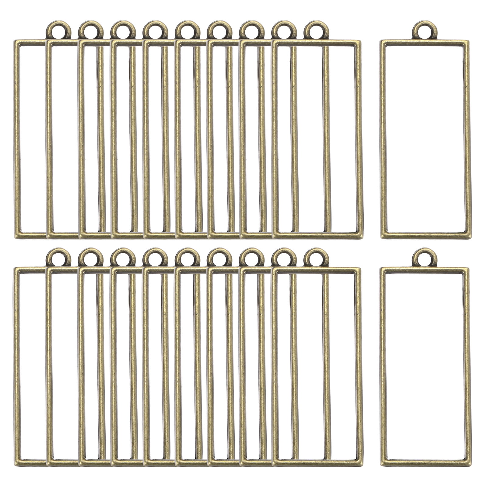 20-Pack Open Bezels for Resin, Rectangle Open Back Bezel Pendants for ...
