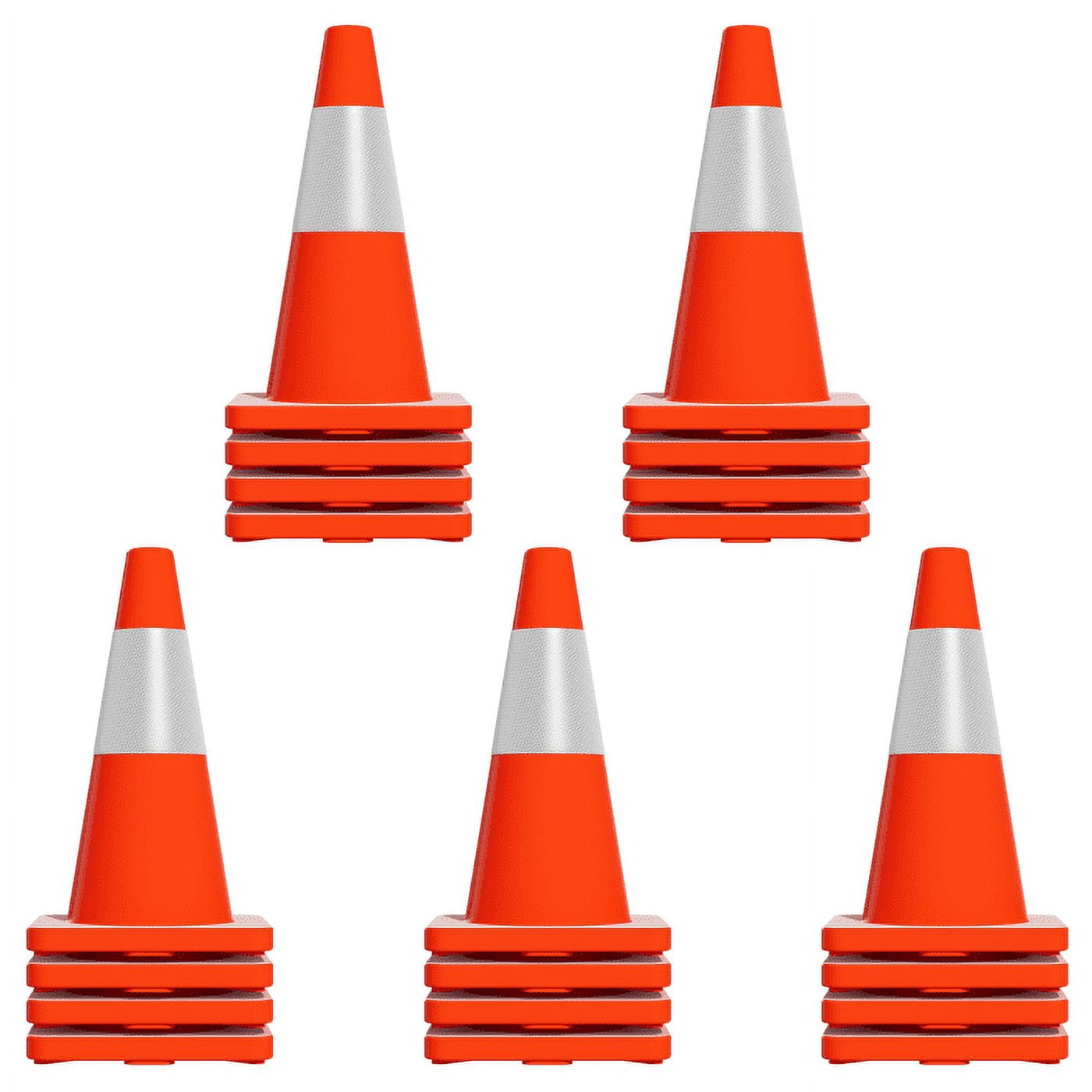 20 Pack PVC Construction Cones, 18.1" Tall, High Visibility Orange ...