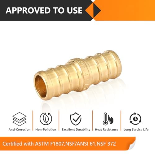 20-Pack PEX Fittings, 3/8"x3/8" Pex Straight Coupling, Brass Crimp ...