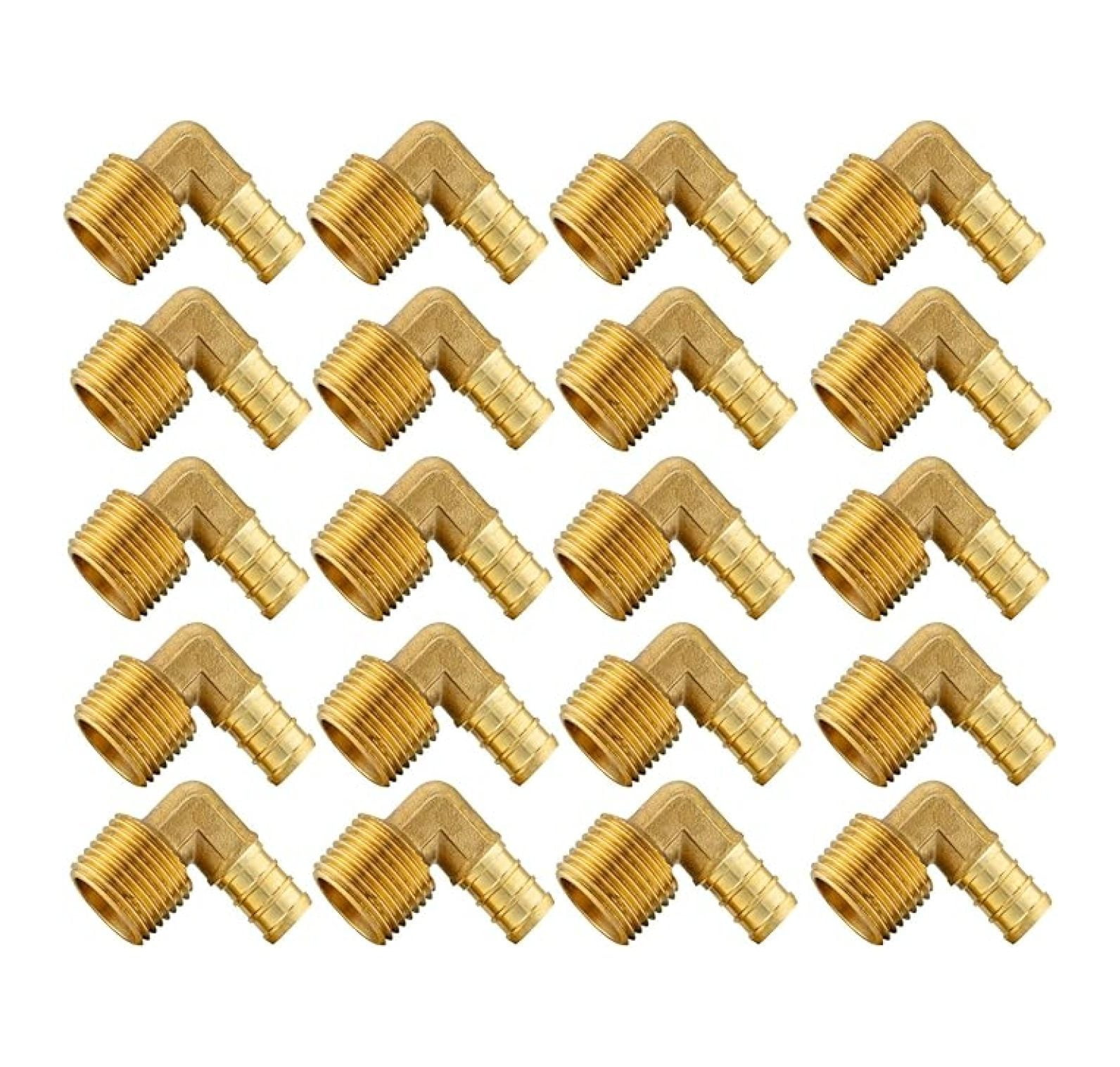 20 Pack PEX Fittings,Pex 1/2"x 1/2" Male Threaded NPT Elbow Barb Crimp Brass Fitting,1/2 Inch ...