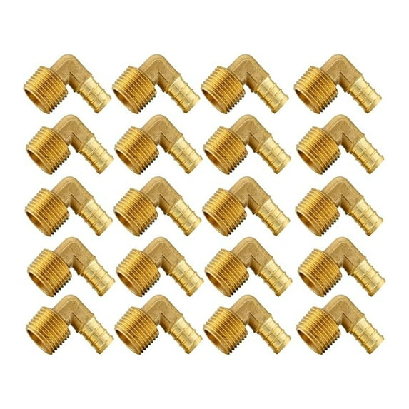 20 Pack PEX Fittings,Pex 1/2"x 1/2" Male Threaded NPT Elbow Barb Crimp Brass Fitting,1/2 Inch ...