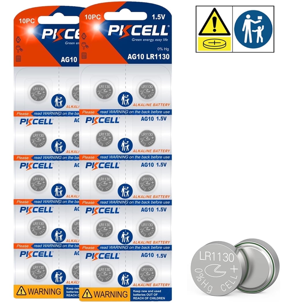 20 Pack PKCELL 1.5V AG10 Alkaline Button Cell Battery LR1130 389A 189 ...