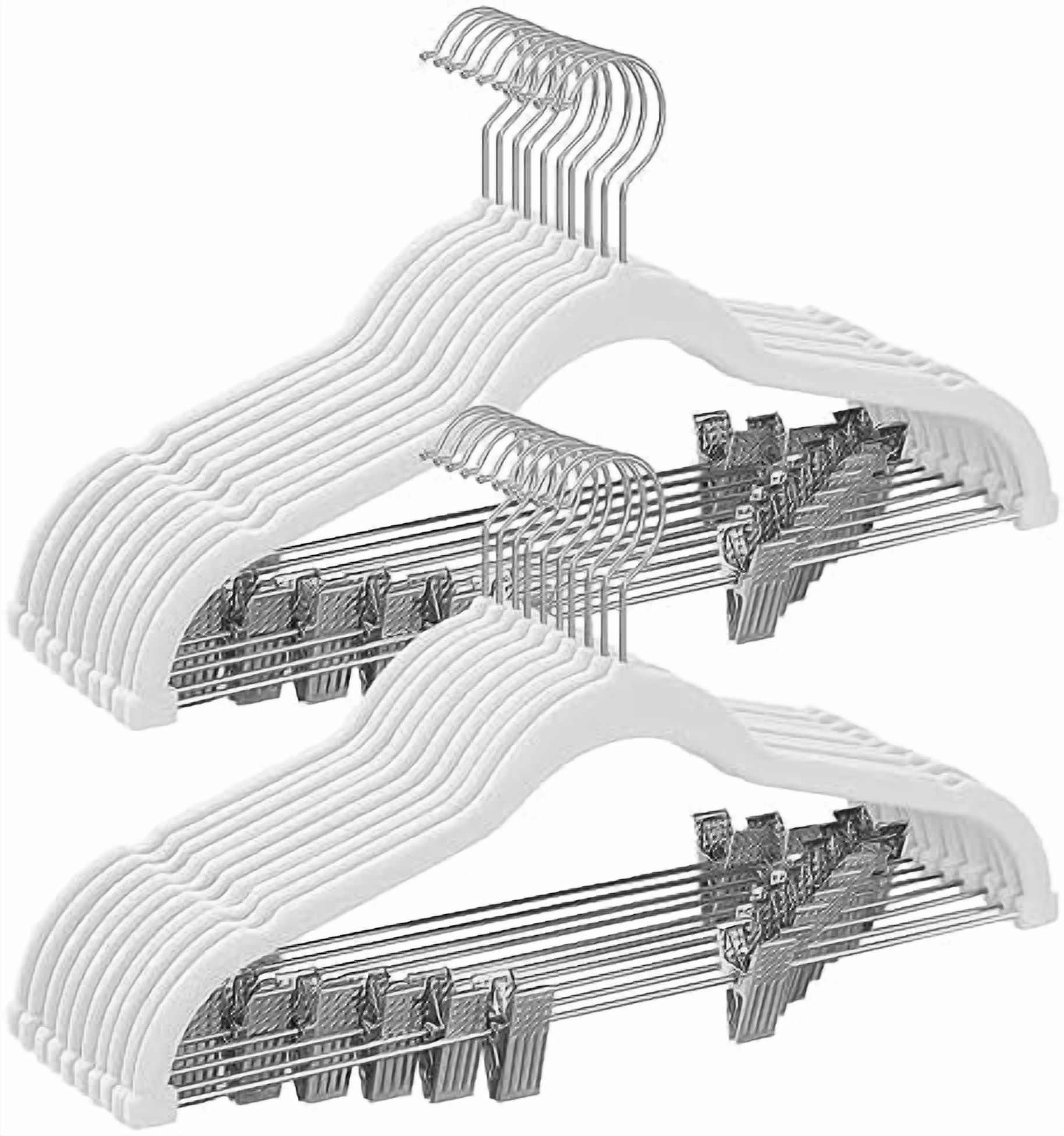 20-Pack Pants Hangers, 16.7-Inch Long Velvet Hanger with Adjustable ...