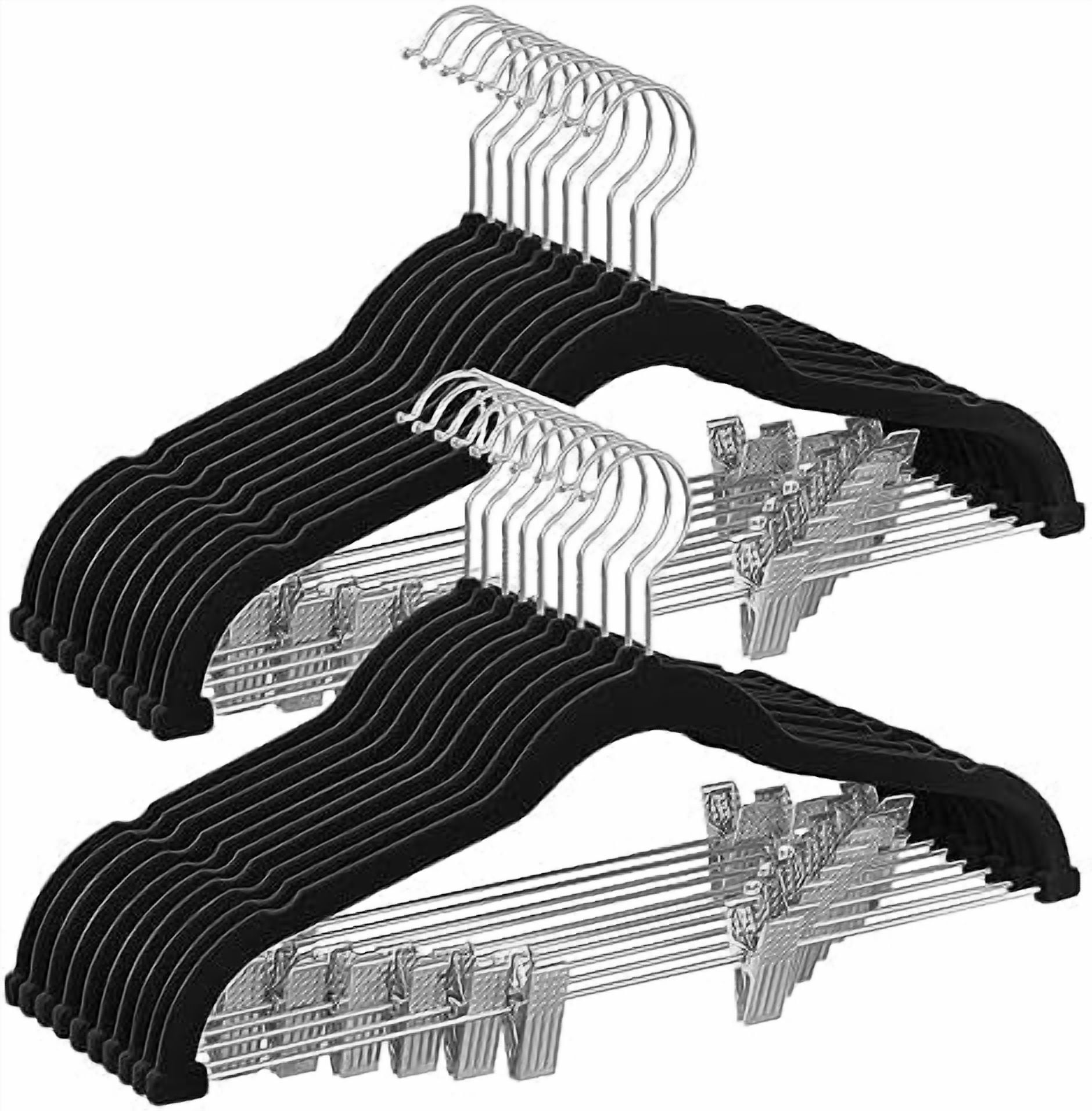 20-Pack Pants Hangers, 16.7-Inch Long Velvet Hangers with Adjustable ...