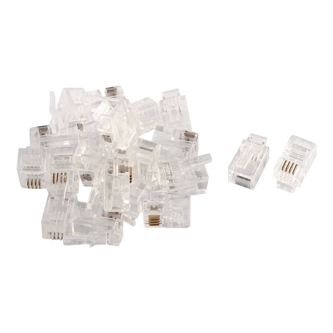 20 Pack Phone Modular Plug, RJ9 4P4C Telephone Cable End Phone Adapter ...