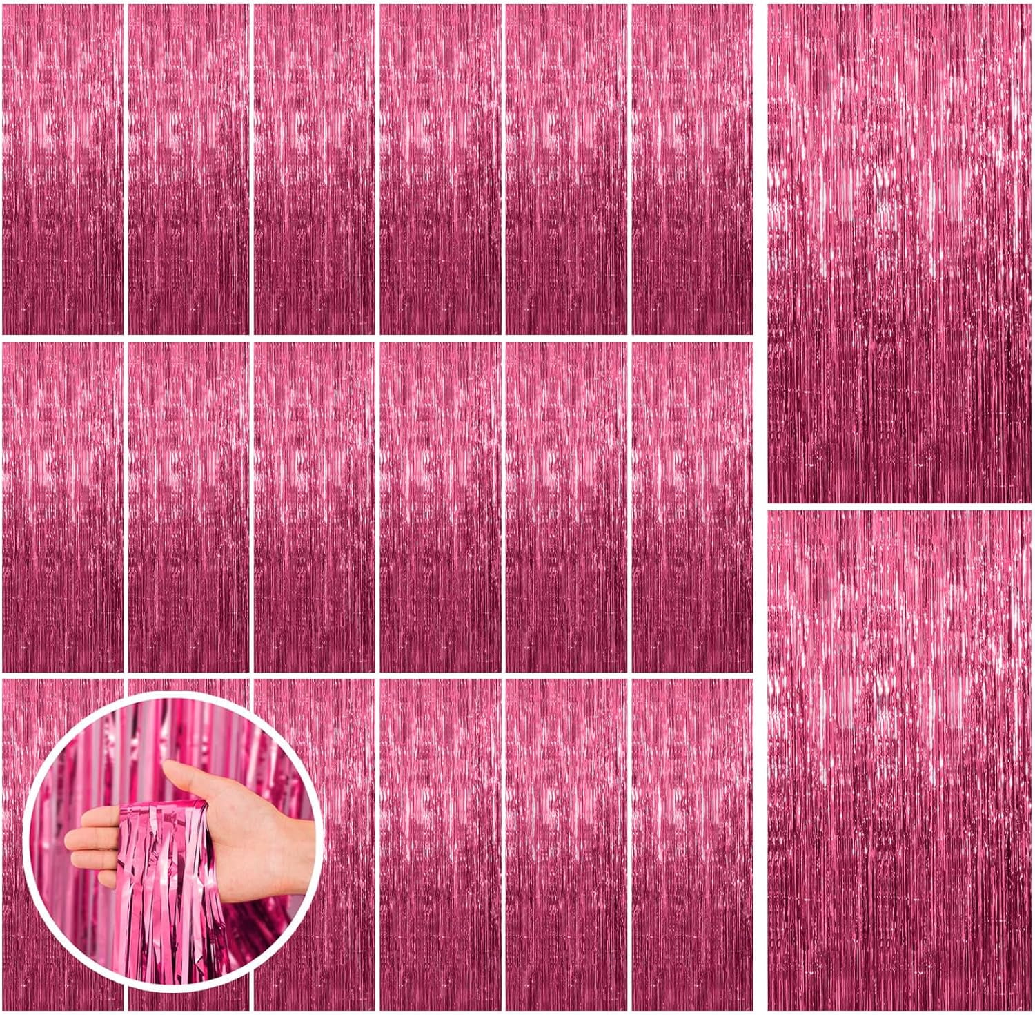 20 Pack Pink Backdrop Party Decorations Tinsel Curtain Party Backdrop ...