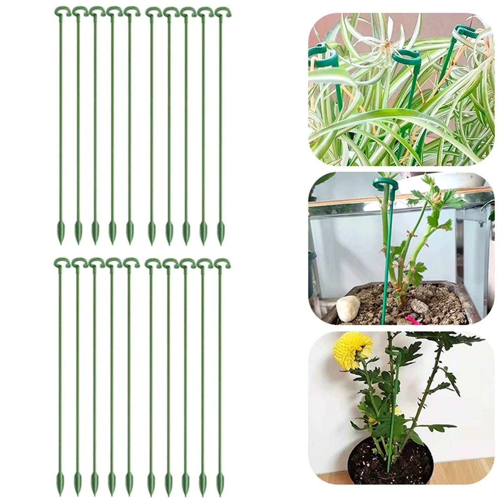 20 Pack Plant Support Stakes with Adjustable Rings - Heavy Duty 6/10/14 ...