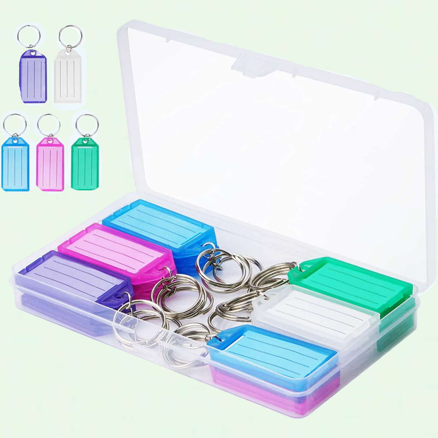 20 Pack Plastic Key Tags with Container, Key Labels, and Label Window ...