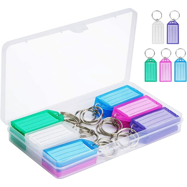 20 Pack Plastic Key Tags with Container, Key Labels with Ring and Label ...