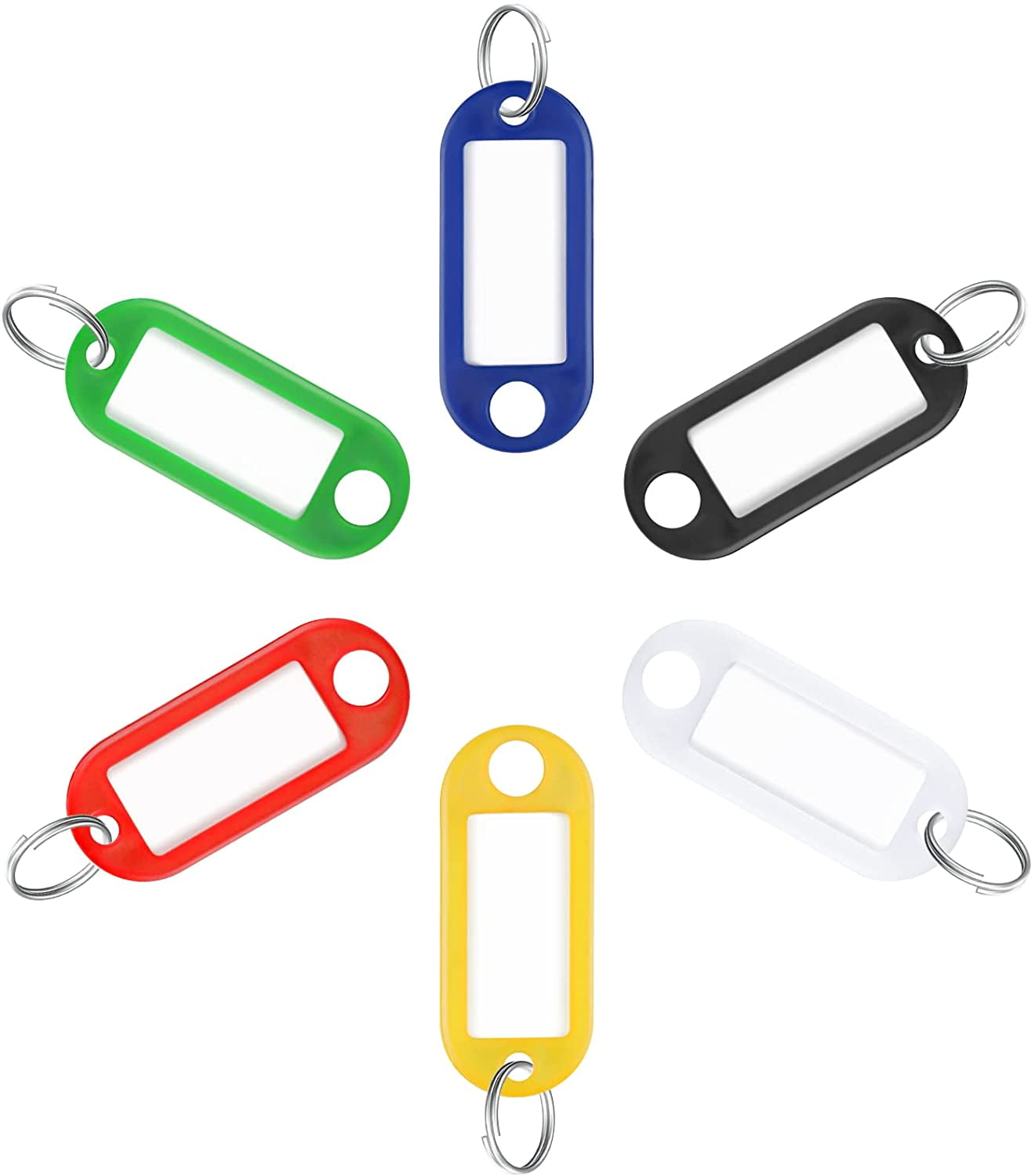 20 Pack Plastic Key Tags with Split RingsWindow Assorted Colors ...