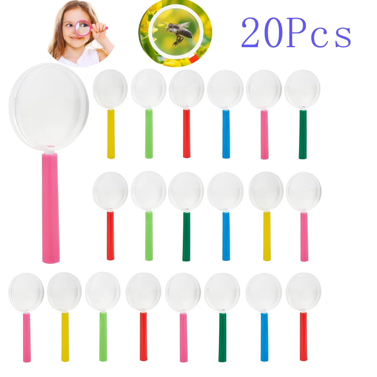 20 Pack Plastic Magnifying Glasses,Tutuviw Colorful Magnifying Glasses ...