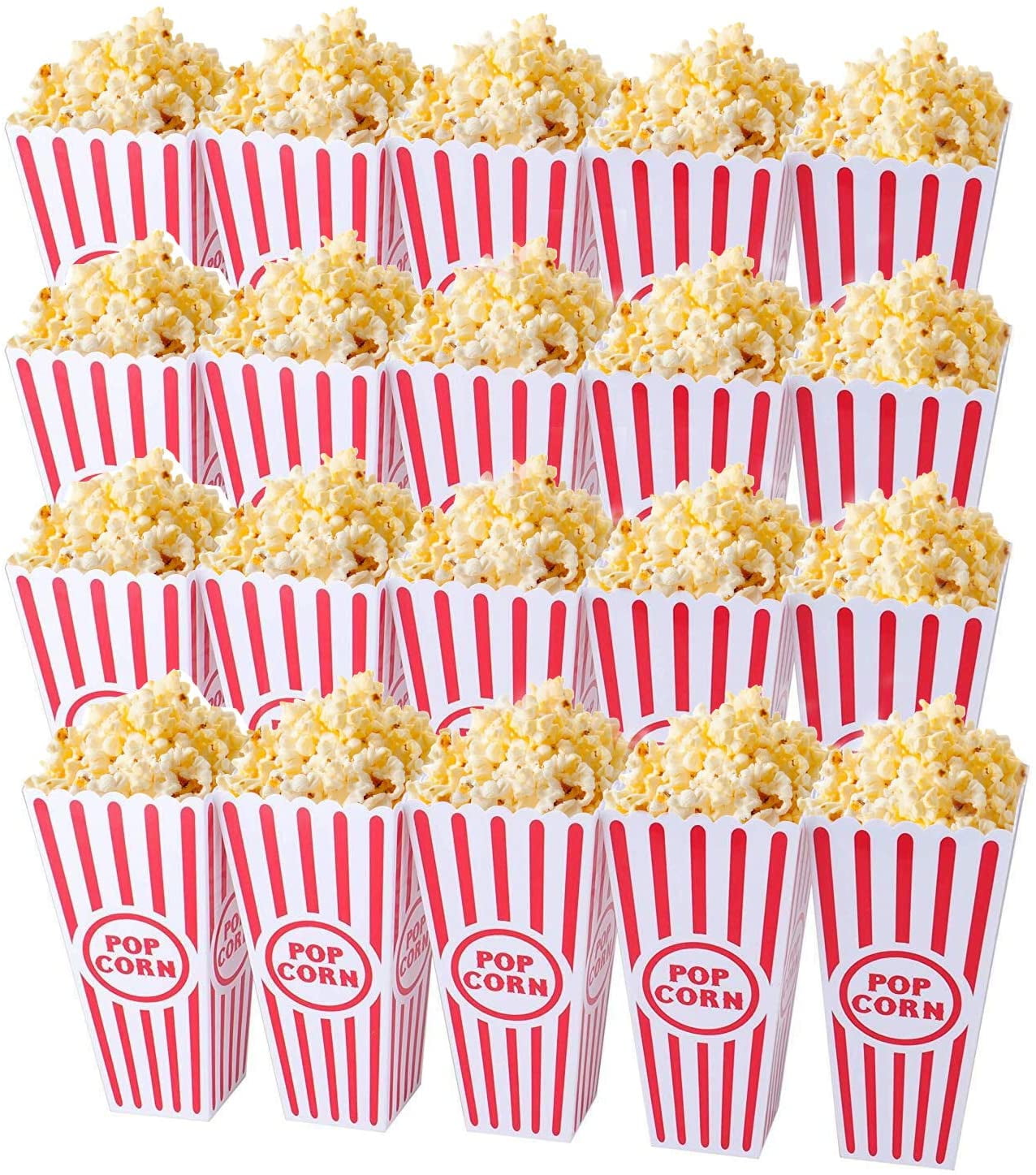 20 Pack Plastic Popcorn Boxes - Reusable Movie Theater Style Containers ...
