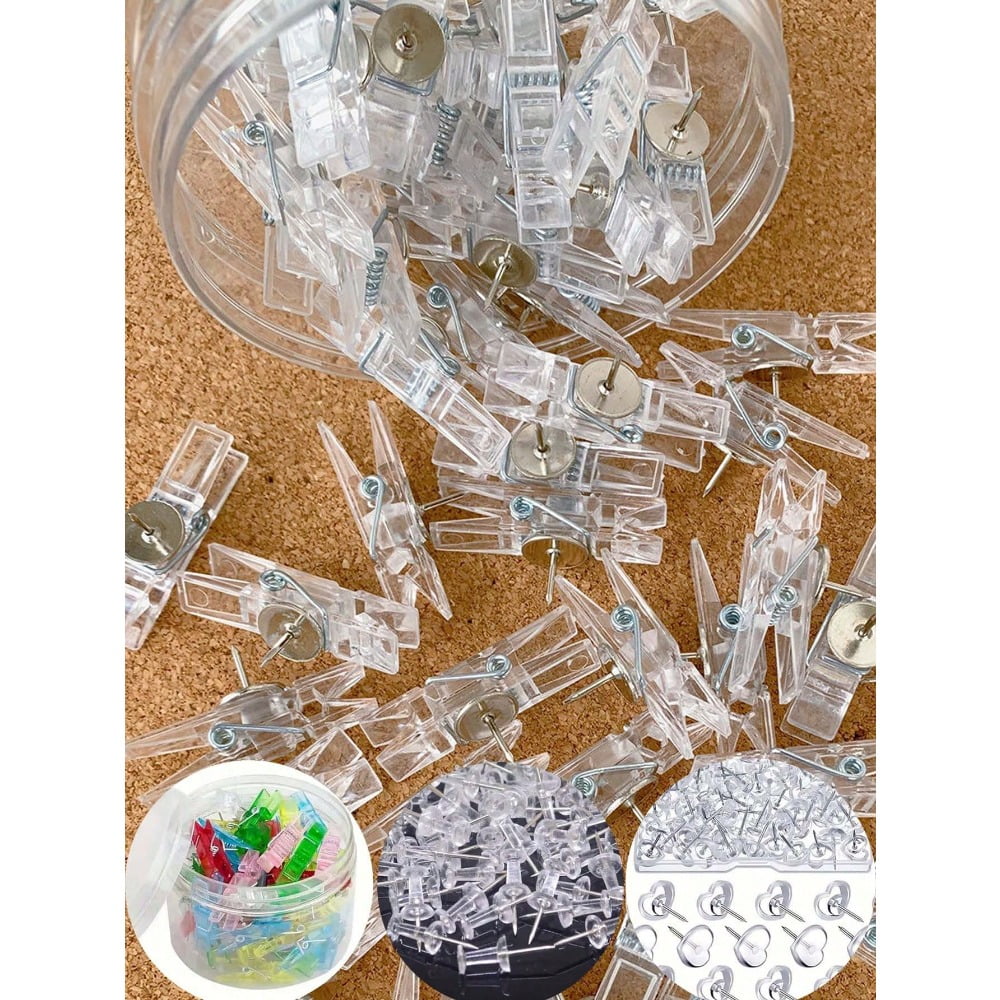 20-Pack Plastic Thumb Tack Push Pins - Colorful Drawing Pins for Cork ...