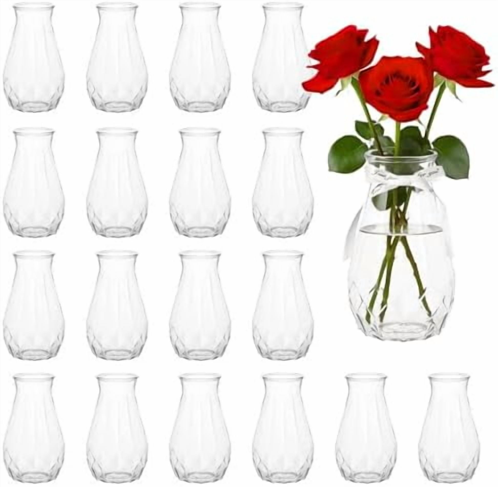 20 Pack Plastic Vases, 6 Inch Bulk Clear Acrylic Vase with Wrapping ...