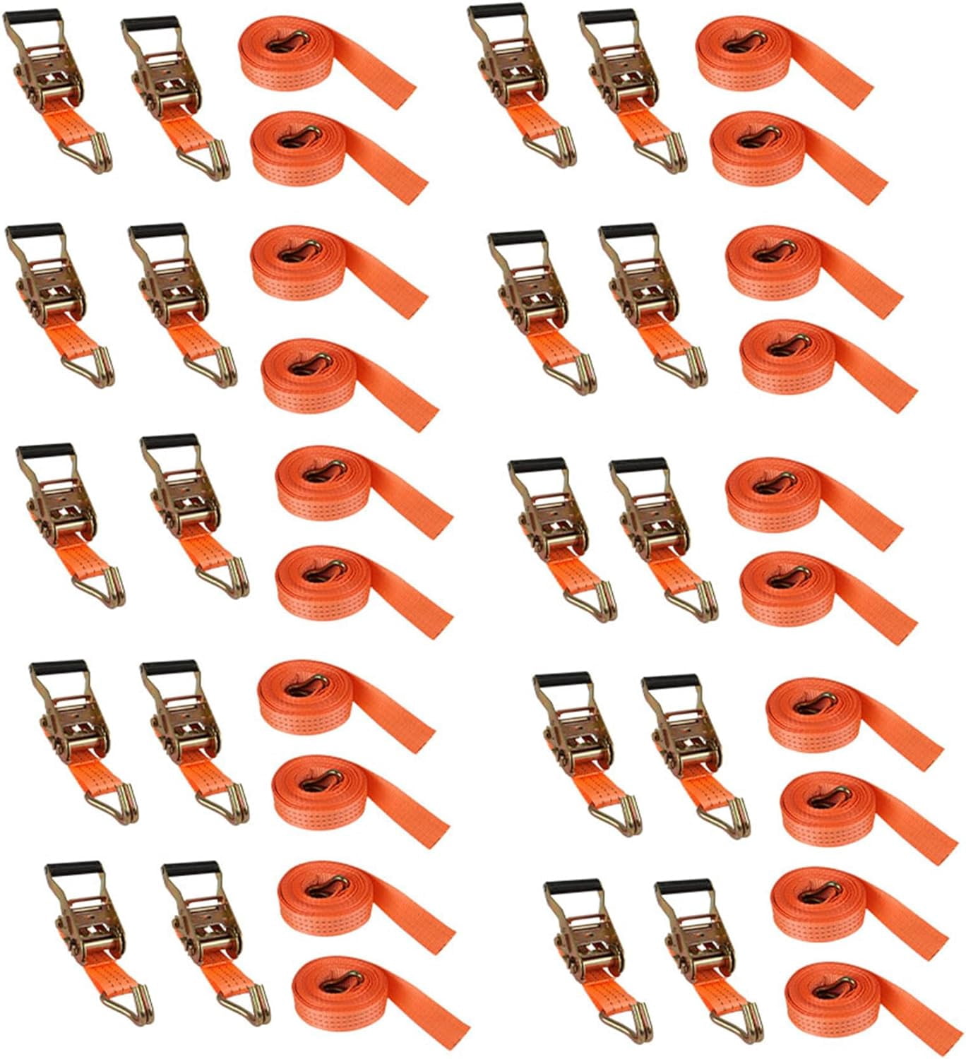 20 Pack Ratchet Straps 1.5 Inches x 15 Feet 4000Lbs J Hook Heavy Duty ...