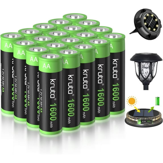 20-Pack Rechargeable AA Batteries Pre-Charged, 1600mah NiMH ...