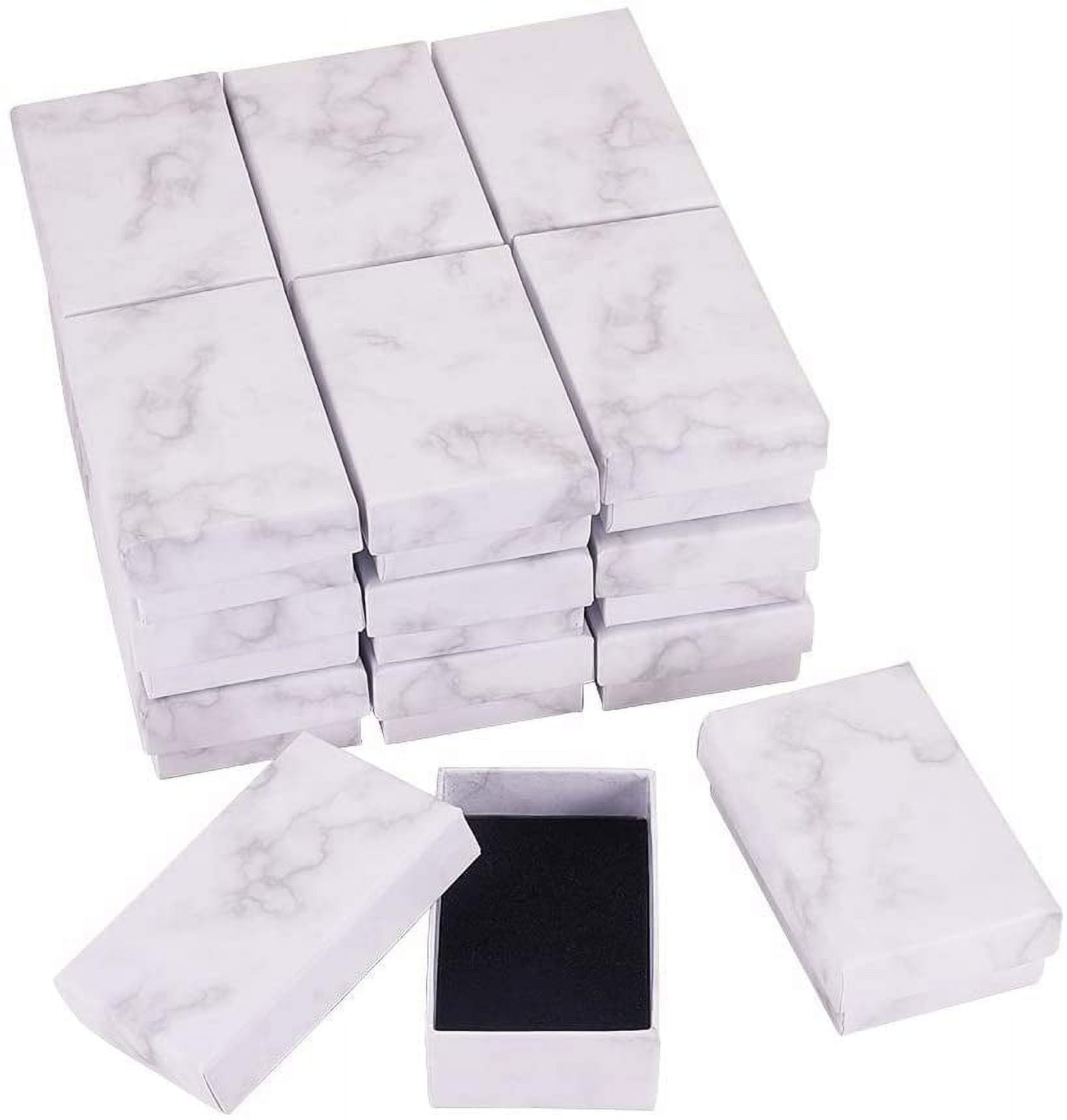 20 Pack Rectangle Kraft Jewelry Box 1.96x3.11x1.06 Inches Marble White ...