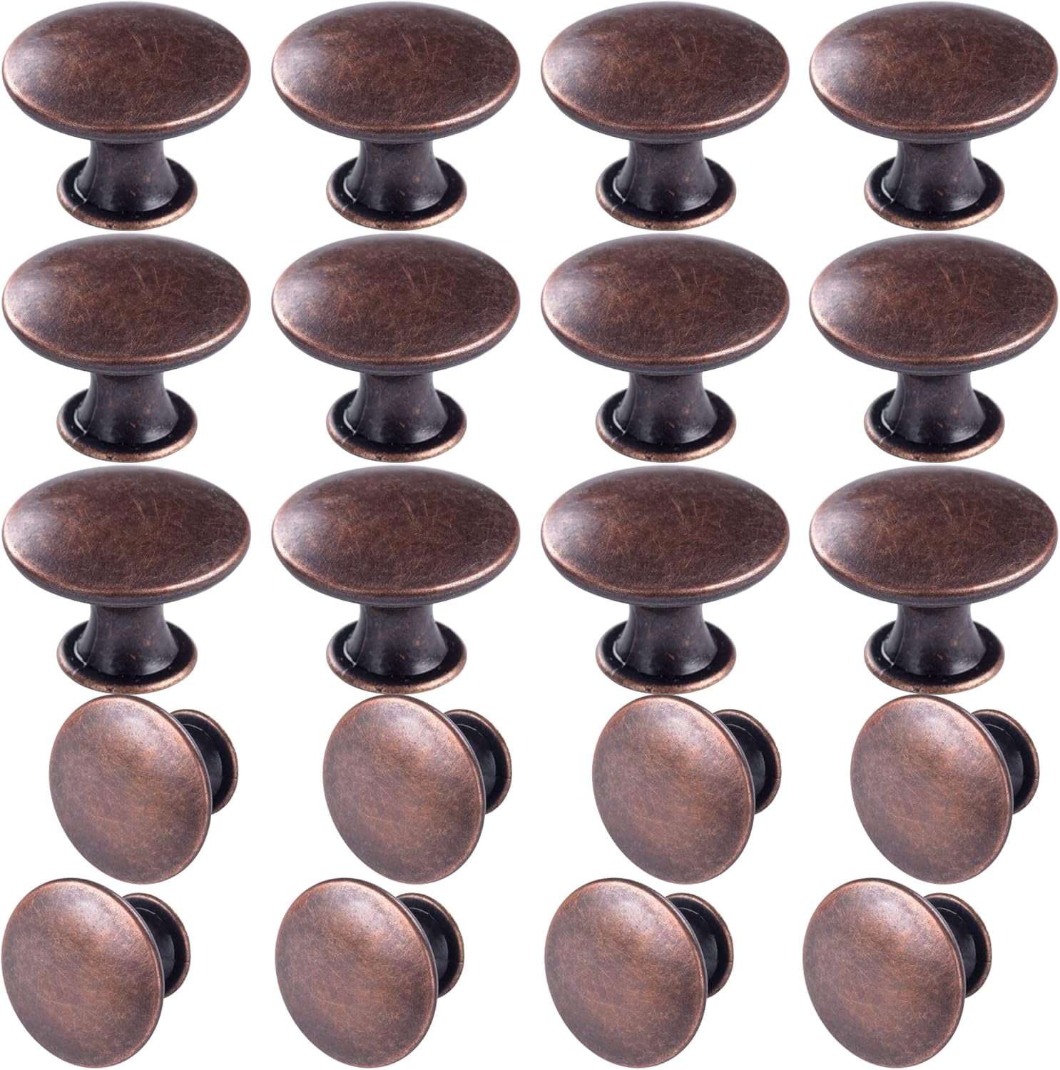 20 Pack Red Bronze Round Antique Brass Kitchen Cabinet Knobs Cupboard ...