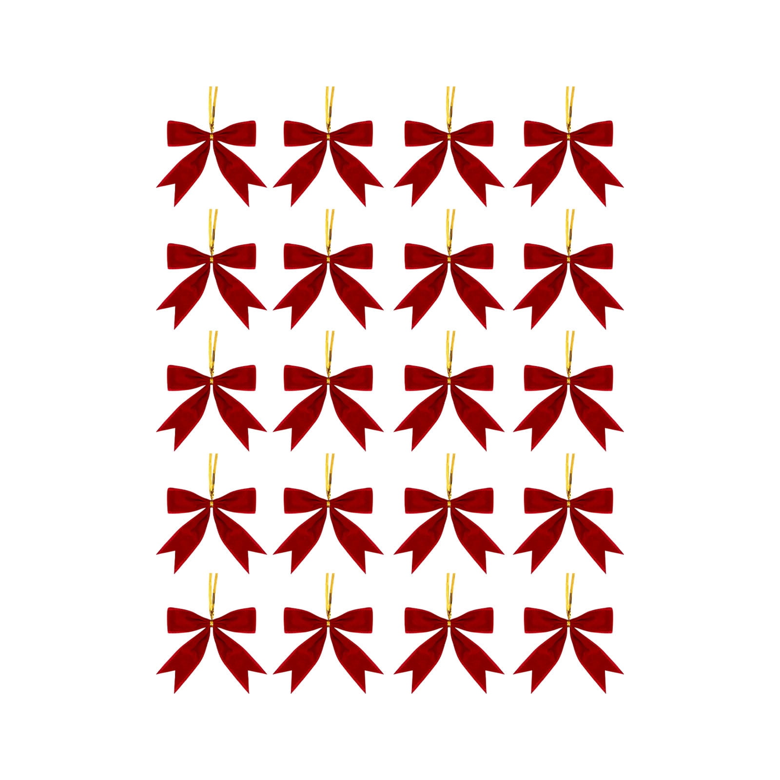 20 Pack Red Velvet Christmas Bows with Wire Ties – Flocking Fabric ...