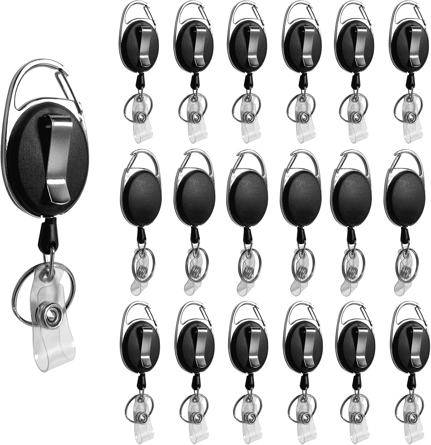 20 Pack Retractable Badge Holder with Carabiner Reel Clip, Bulk ID Card ...