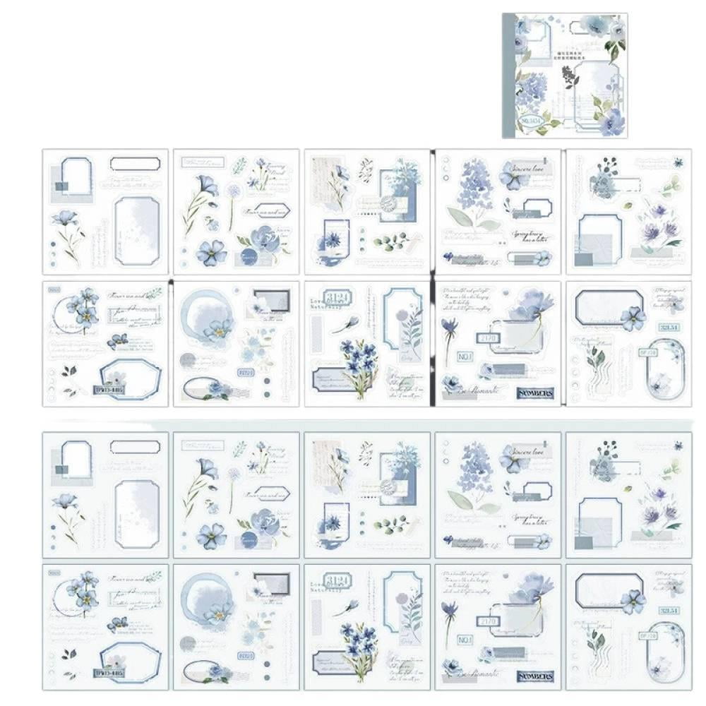 20-Pack Retro Floral Sticker Book - Four Seasons Theme Double-Sided ...