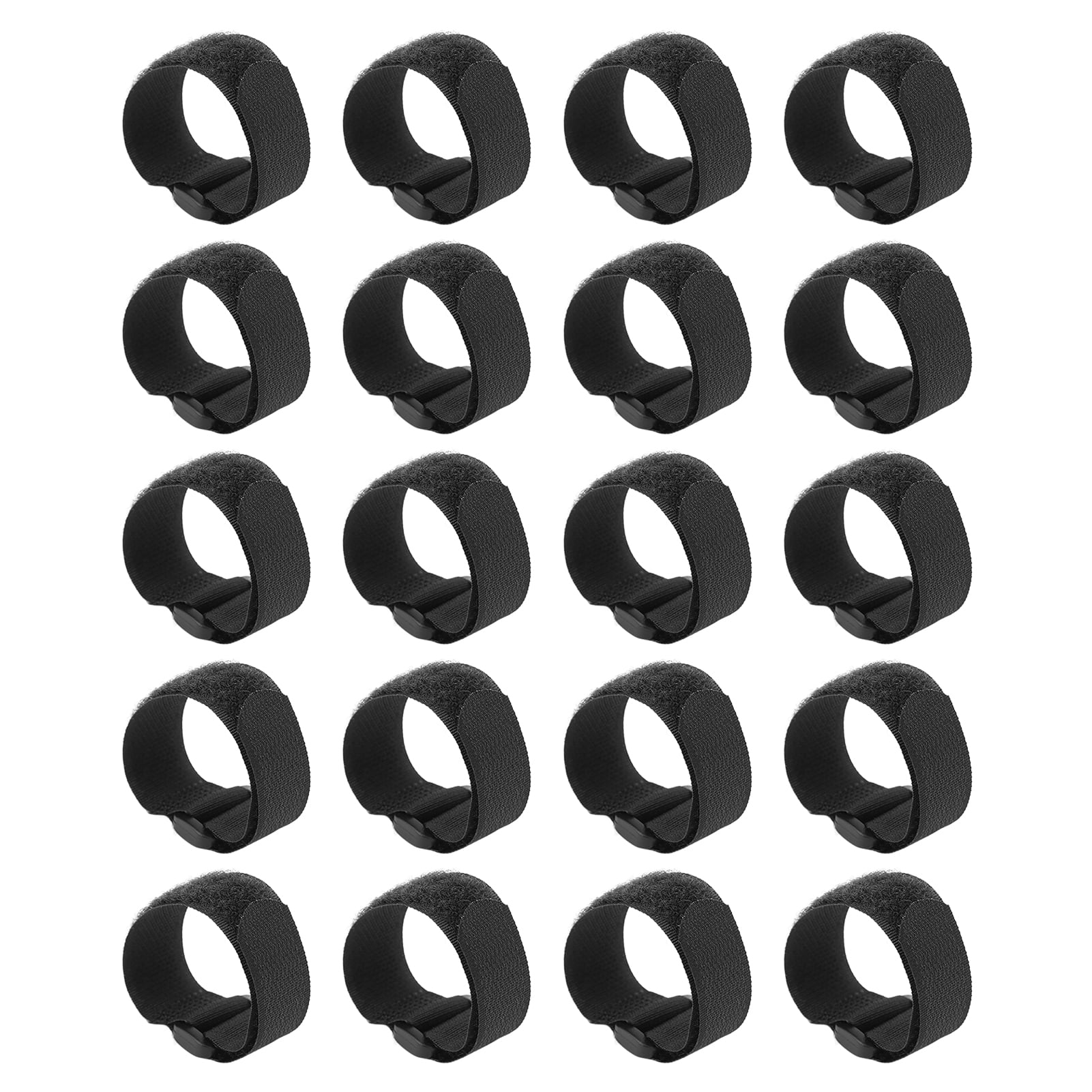20 Pack Reusable Cable Ties - 20x200mm Black Straps with Hook and Loop ...