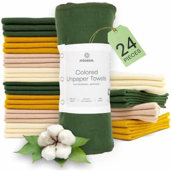 20 Pack Reusable Paper Towels Washable - Nature Friendly - Organic ...