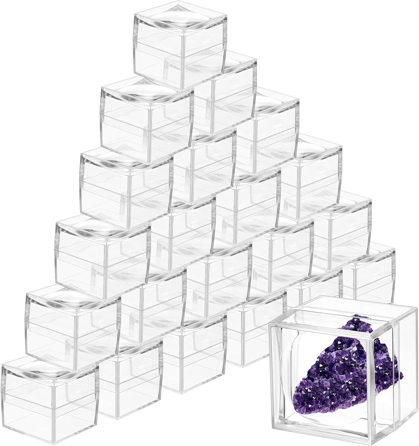 20 Pack Rock Display Case Clear Rock Collection Boxes Storage 2.5 x ...