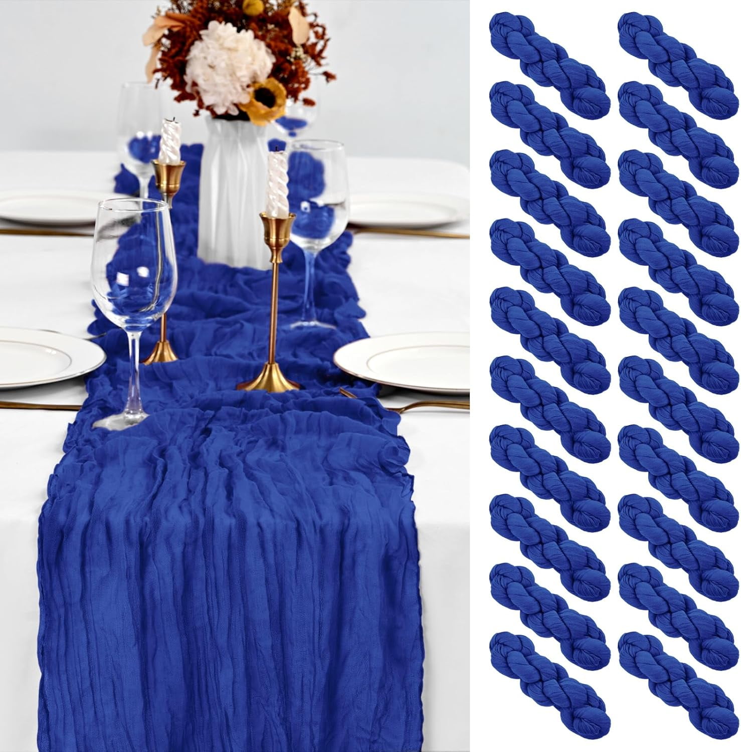 20 Pack Royal Blue Table Runners 10Ft Cheesecloth Table Runner Boho ...